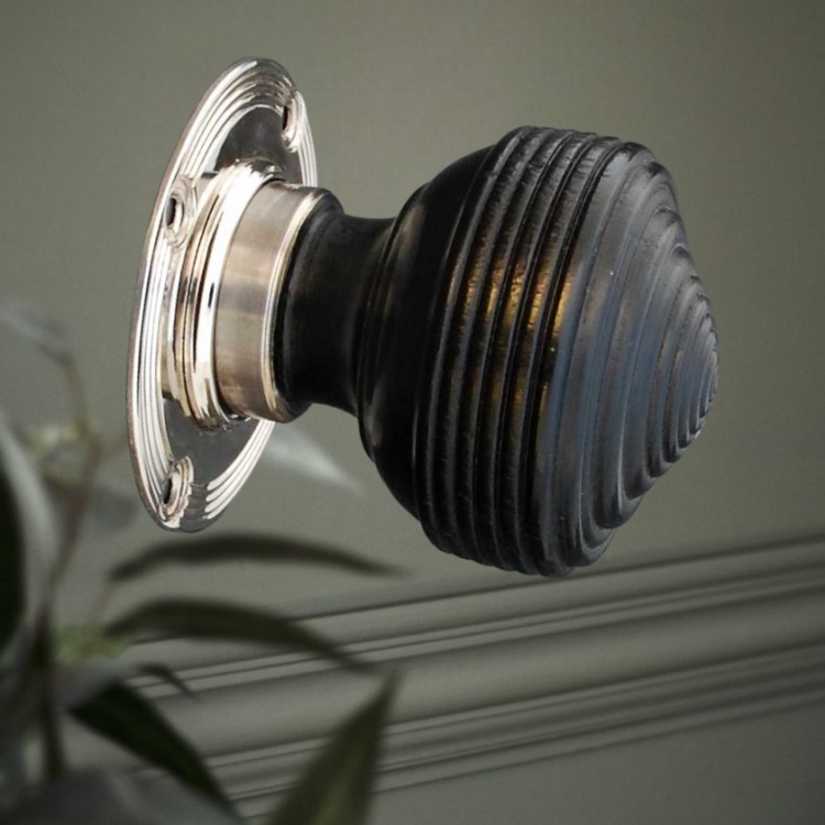 Solid Ebonised Edwardian Door Knob Nickel